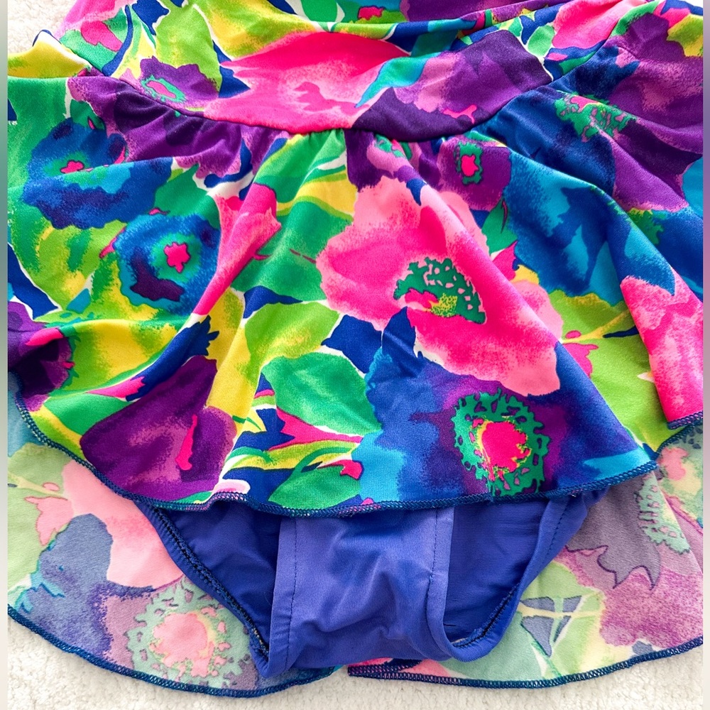 Vintage Swimsuit 1980s Skirted One Piece Swimsuit 10 - Gem